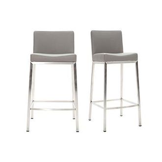 Miliboo Tabouret Design Gris H66 cm (Lot de 2) Epsilon