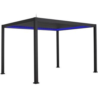 Sweeek Pergola Bioclimatique &eacute;lectrique 3x4m. aluminium. &agrave; lames orientables avec &eacute;clairage LED