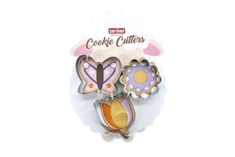 Zenker 44885 Ausstecher Ostern, Multiform-Set, Sandgestrahlt, Keks, Sonnenblume, Tulpe, Schmetterling, Edelstahl, 7,5 x 2,5 cm