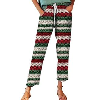 Generic Pantalon L&eacute;ger Femme Fluide Blanc en Lin &Eacute;t&eacute; Pantalon Court en Lin pour Femme Grande Taille Taille Haute Jambe Large Longueur Cheville Ray&eacute; pour La Ve