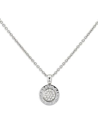 Bulgari collier à pendentif en or blanc 18ct à diamants - Argent
