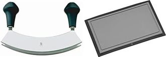 WMF Kräutermesser Wiegemesser zweischneidig 17,5 cm & Touch Schneidebrett Kunsstoff 32 x 20 cm, Tranchierbrett mit Saftrille, Küchenbrett klingenschonend,