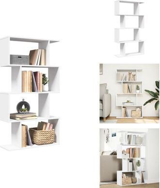 vidaXL Vidaxl - tagère séparatrice de pièce à 4 niveaux blanc bois ingénierie - Étagère Séparatrice De Pièce - Étagères Séparatrices De Pièces