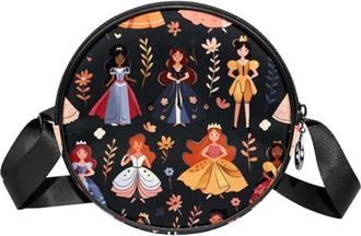 Generic Petit sac &agrave; bandouli&egrave;re rond pour femme, sac &agrave; bandouli&egrave;re princesse avec fermeture &eacute;clair, bretelles r&eacute;glables, sac &agrave; main rond d&eacute;contract&eacute; pour femm
