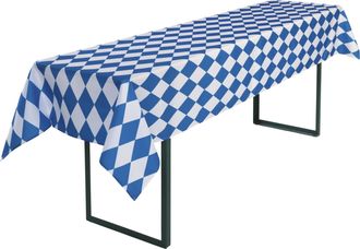 Delindo Lifestyle Oktoberfest Tischdecke für Biertisch, Moderne Bierzeltgarnitur mit Fleckschutz, blau weiß, 110x260 cm
