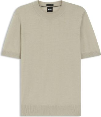 HUGO BOSS Strick-T-Shirt aus feiner Merinowolle in