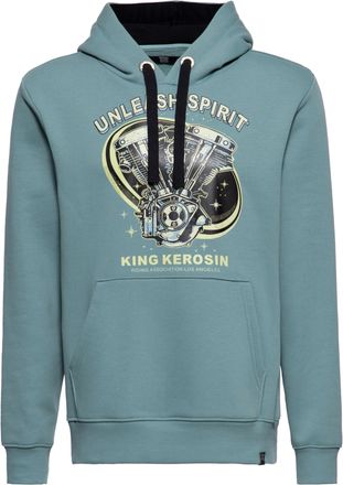 King Kerosin Herren Hoodie Kapuzensweater Kapuzenpullover Langarm Kängurutasche Biker Motorrad Vintage Retro Unleash Spirit
