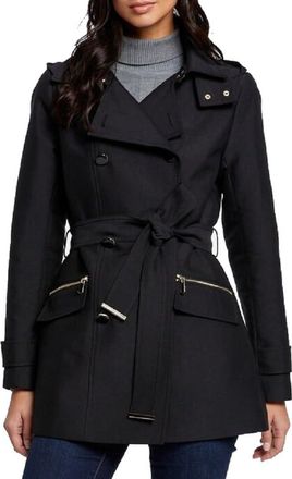 Morgan Damen-Trenchcoat mit Kapuze und Reißverschluss, Metall, 241-GLADIA, Schwarz, Größe 36