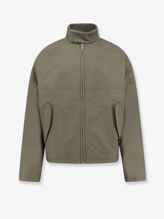 Bottega Veneta Cotton jacket with Intrecciato leather detail - BOTTEGA VENETA - gender_Man