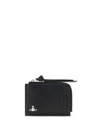 Vivienne Westwood Womens Zip Card Holder Black Leather Calf Wallets & Purses