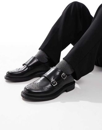 Asos Monk-Schuhe aus Leder in Schwarz