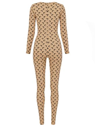 Marine Serre Moon-Print Slim-Fit Bodysuit - Beige