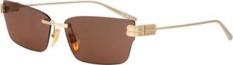 Balenciaga Bb0487S Metall Rechteckige Sonnenbrille - - Accessories - Damen - Gelb - 63 MM