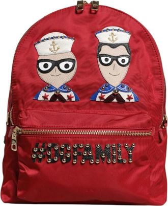 Dolce & Gabbana unisex, Sacs, Rouge, Taille: ONE Size Vulcano Dgfamily Embellished Backpack