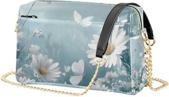 Mnsruu Sacs à bandoulière pour femme, sac à main en cuir, sac à main à bandoulière avec motif papillon et marguerite