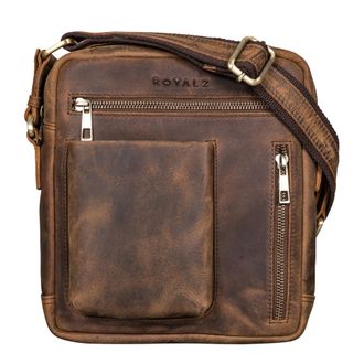 Royalz Antonio Herrentasche Leder klein im Vintage Look - kleine Männer Umhängetasche aus Echtleder - kompakte Messenger Bag Ledertasche Herren mir Reißversc