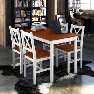 vidaXL Ensemble de salle &agrave; manger 5 pcs Marron et blanc
