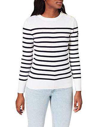 Armor Lux Pull Marin rayé Briac - Laine mérinos Nature/Rich Navy 4XL