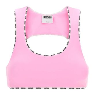Moschino Logo Tape Kontrast Elastischer Sport-BH - - Sport - Damen - Rosa - XS