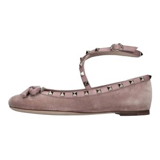 Valentino Garavani Femme, Chaussures, Rose, Taille: 38 EU Velvet Rockstud Ballet Flat