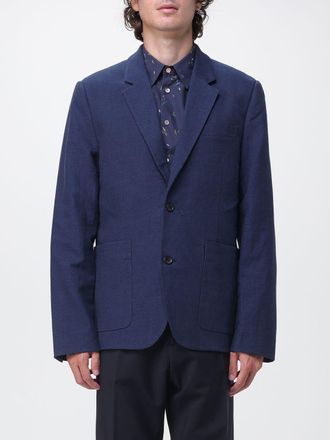Paul Smith Blazer droit en m&eacute;lange de lin et coton avec poches plaqu&eacute;es