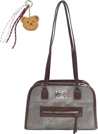 Generic Sac &agrave; bandouli&egrave;re en cuir de grande capacit&eacute; pour femme, &eacute;l&eacute;gant et polyvalent, sac &agrave; dos d&eacute;contract&eacute; l&eacute;ger avec pendentif chic pour voyage, travail, 