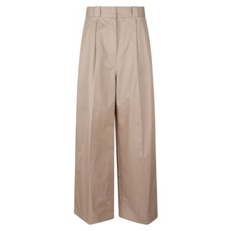 Balenciaga Baumwoll-Gabardine Hose mit weitem Bein - - Trousers - Damen - Beige - S