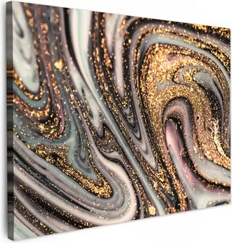 MuchoWow &copy; Leinwand 70x50 cm Goldene Deko Schlafzimmer Aesthetic Leinwandbilder Wohnzimmer Gem&auml;lde Foto Geschenk Living Room Decoration Marmoroptik - Bild Gold