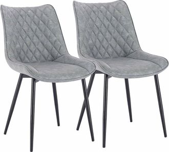 Woltu Lot de 2 Chaises de salle &agrave; manger en Similicuir - 46x40, 5x85, 5cm - Pieds en m&eacute;tal - Charge max 100 kg - Anthracite - Woltu