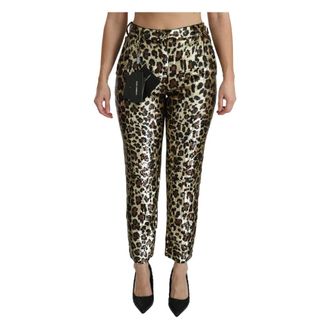Dolce & Gabbana Femme, Pantalons, Multicolore, Taille: 42 FR Pantalon Droit Taille Haute