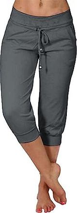 Generic Pantacourt pour femme, pantalon de jogging court pour femme, pantalon de jogging dété taille élastique, pantalon de jogging basique pour le sport, pan