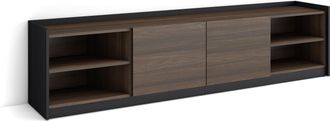 Skraut Home | TV-Schrank, Lowboard | f&uuml;r Wohnzimmer und Esszimmer | 207x50x37 cm | F&uuml;r TV-Ger&auml;te bis zu 80 | Fernsehtisch | Moderner Stil | Eiche dunkel und Schwa