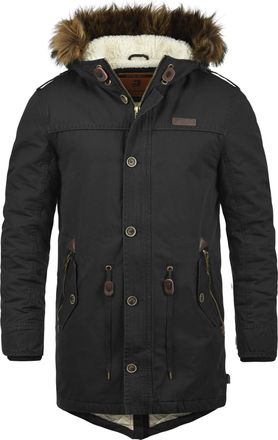 Indicode IDPulsoor Herren Winterjacke Parka Mantel gef&uuml;ttert mit Teddy-Futter Fellkapuze Pattentaschen Baumwollmischung Regular fit, Gr&ouml;&szlig;e:2XL, Farbe:Black (99