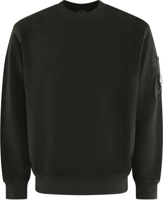 C.P. Company C.p. Company, Homme, Sweatshirts et sweats &agrave; capuche, Noir, Taille: M SweaT-shirt ras du cou en molleton diagonale &eacute;meris&eacute; bross&eacute; C.p. Company
