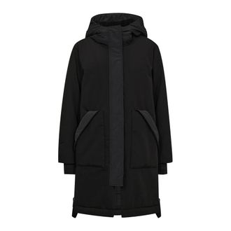Mos Mosh Schwarzer Mantel mit Kapuze und Taschen - - Coats - Damen - Schwarzk - XS