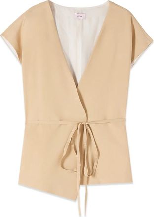 Oltre Femme, Vestes, Beige, Taille: 38 FR Veste Cache-Coeur Non Structur&eacute;e