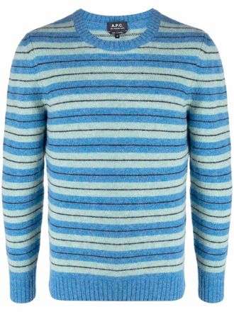 A.P.C. pull &agrave; rayures - Bleu