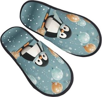 Generic Pantoufles Pingouin Ballon Flocon De Neige Doux Chaussons Antidérapantes Slippers Pour La Maison De Camping Hiver M