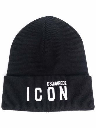 Dsquared2 bonnet Icon à logo imprimé - Noir