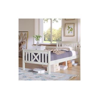 Liberte Lit dado simple en bois compos&eacute; dun cadre de lit avec sommier &agrave; lattes et t&ecirc;te de lit - 90 x 200 cm, en bois pin massif, blanc - Libert&eacute;