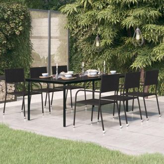 vidaXL Garten-Esstisch Schwarz 200x100x74 cm Stahl und Glas - Vidaxl