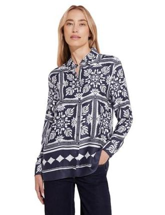 Street One A344664 Chemisier en Satin Imprim&eacute;, Bleu Fonc&eacute;, 42 Femmes T-Shirt, Multicolore