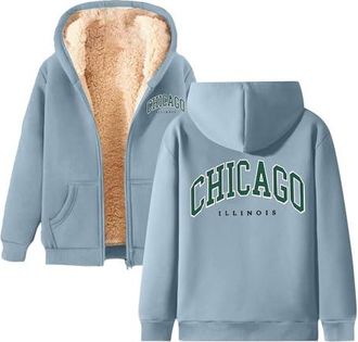 Generic 2026 Printemps Hommes Et Femmes Sports Hiver Casual M&ecirc;me Style Automne Mode Imprim&eacute; Manteau Avec Fermeture &Eacute;clair Sweat &agrave; Capuche Poche, bleu ciel, XX