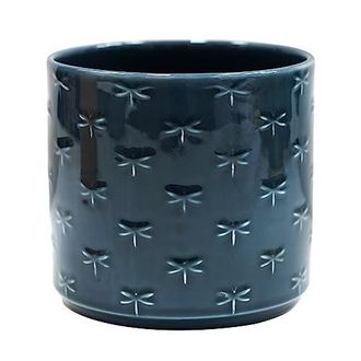 Ivyline Pflanzgef&auml;&szlig;, Steingut, Blaue Libelle, 13,5 cm x 12,5 cm