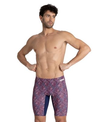 Arena Kikko MaxLife Jammer Badeanzug für Herren, Herren, Schwimmhose, Kikko MaxLife Jammer Swimsuit, Marineblau, Rot, 24