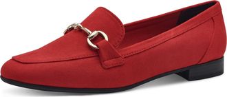 Marco Tozzi Damen Loafer ohne Absatz Vegan mit Schnalle, Rot (Cherry), 41 EU