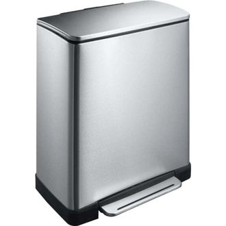 EKO Collecteur de d&eacute;chets &agrave; p&eacute;dale en inox, rectangulaire