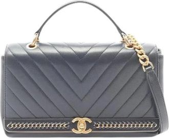 Chanel Pre-owned Sac &agrave; Main Top Handle V Stitch Agneau 2way Bandouli&egrave;re - Femme - Pre-owned - Bleu - Taille: ONE Size