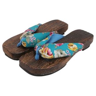 BESTONZON BESTonZON Pantoufles Plates en Bois pour Femmes Sabots dÉté Antidérapants en Tissu et Bois Sandales Élégantes Bleu Ciel Taille 39 Chaussures Légères e