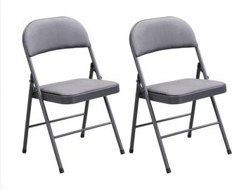 Vente-Unique Vente-unique - Lot de 2 chaises pliantes en velours et métal - Gris - ortensia